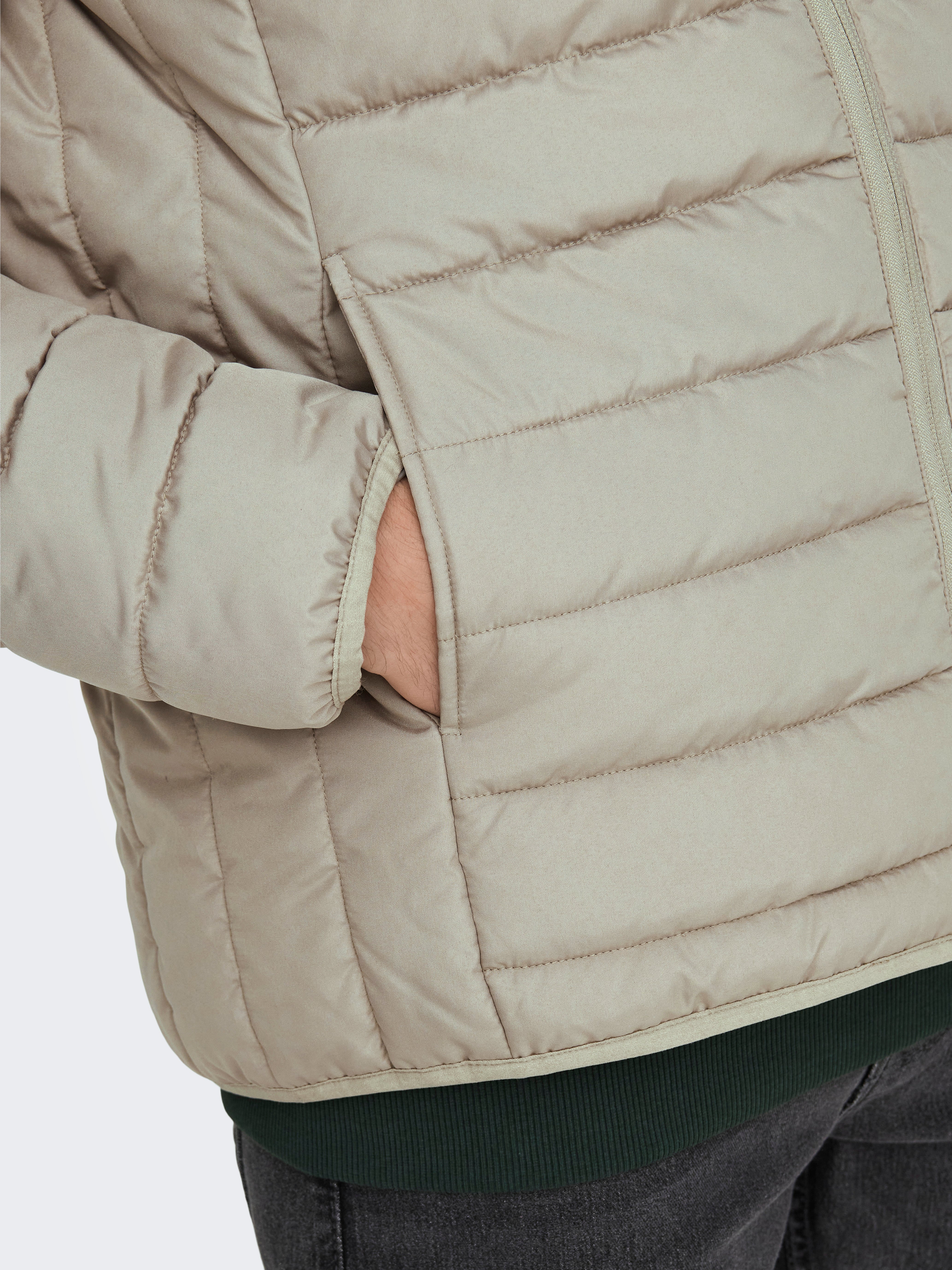 Chaquetas Cuello alto Puños con ribetes elásticos | Gris intermedio ...